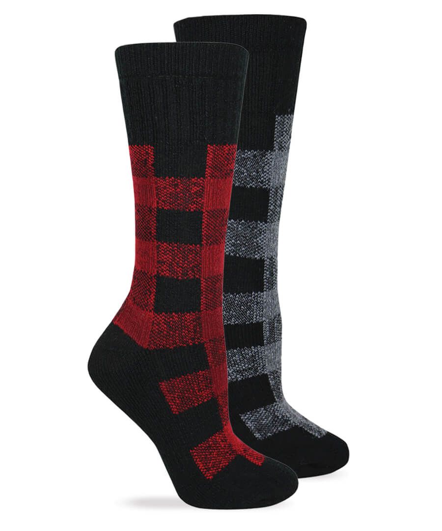 Wise Blend Womens Plaid Pattern Merino Wool Crew Socks 2 Pair Pack