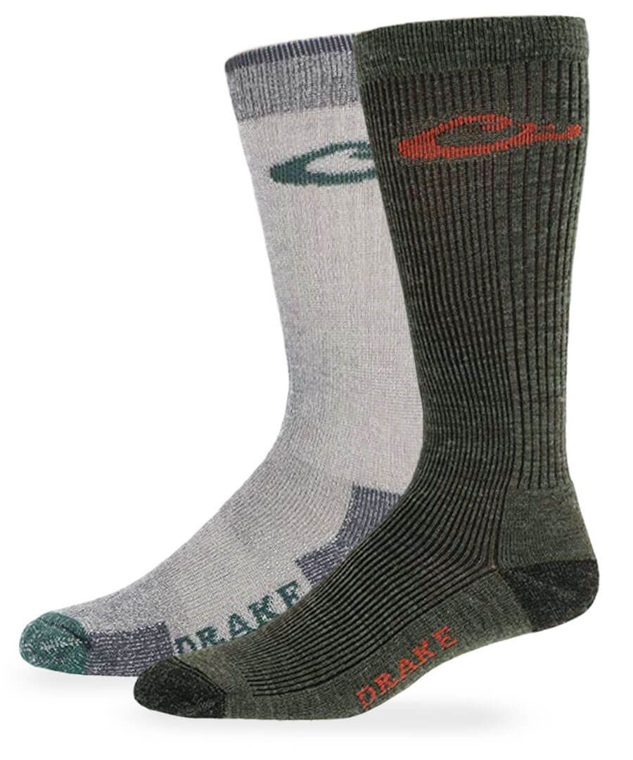 Drake Mens 80% Merino Wool Crew Boot Sock System 2 Pair Pack